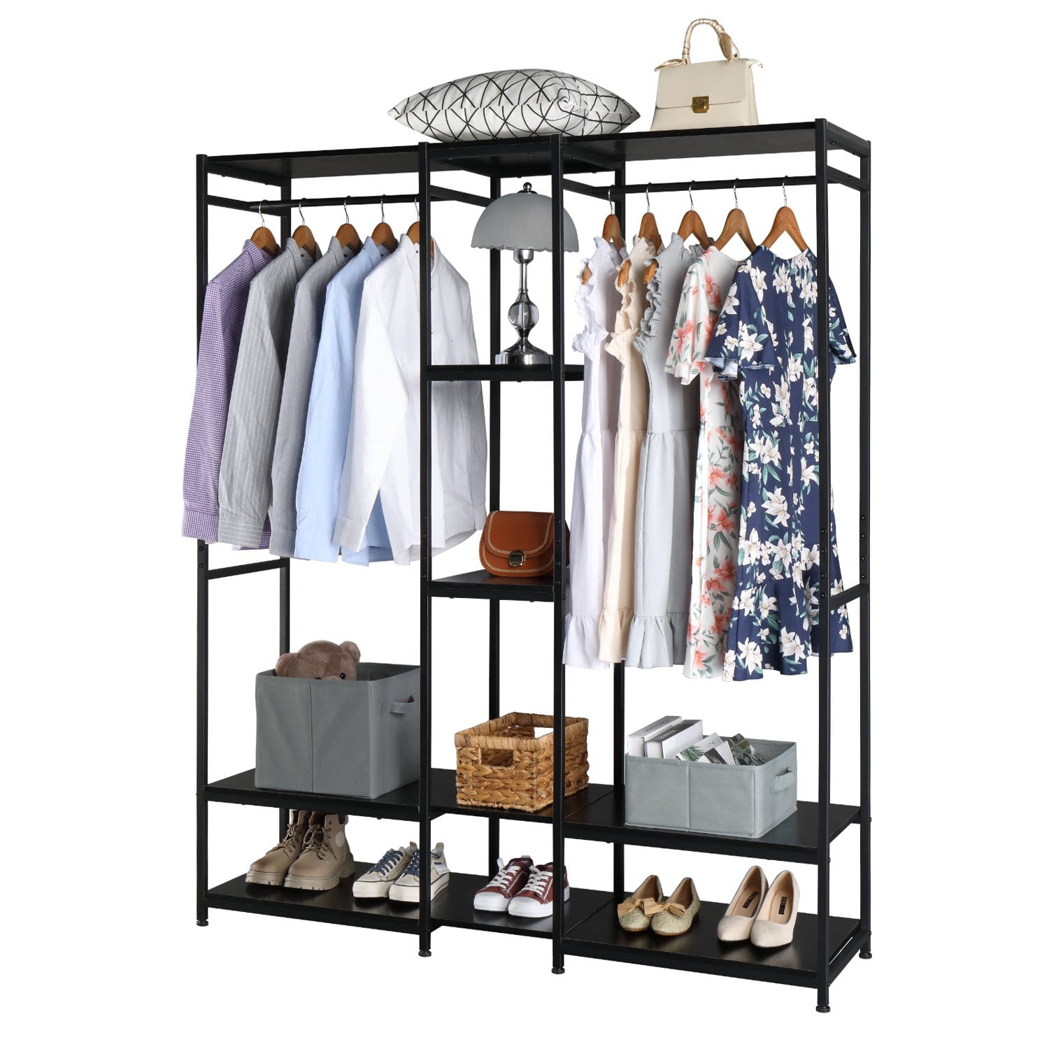 IVV Modern Metal Wardrobe Organizer with Double Suspender Hanger Rods ...