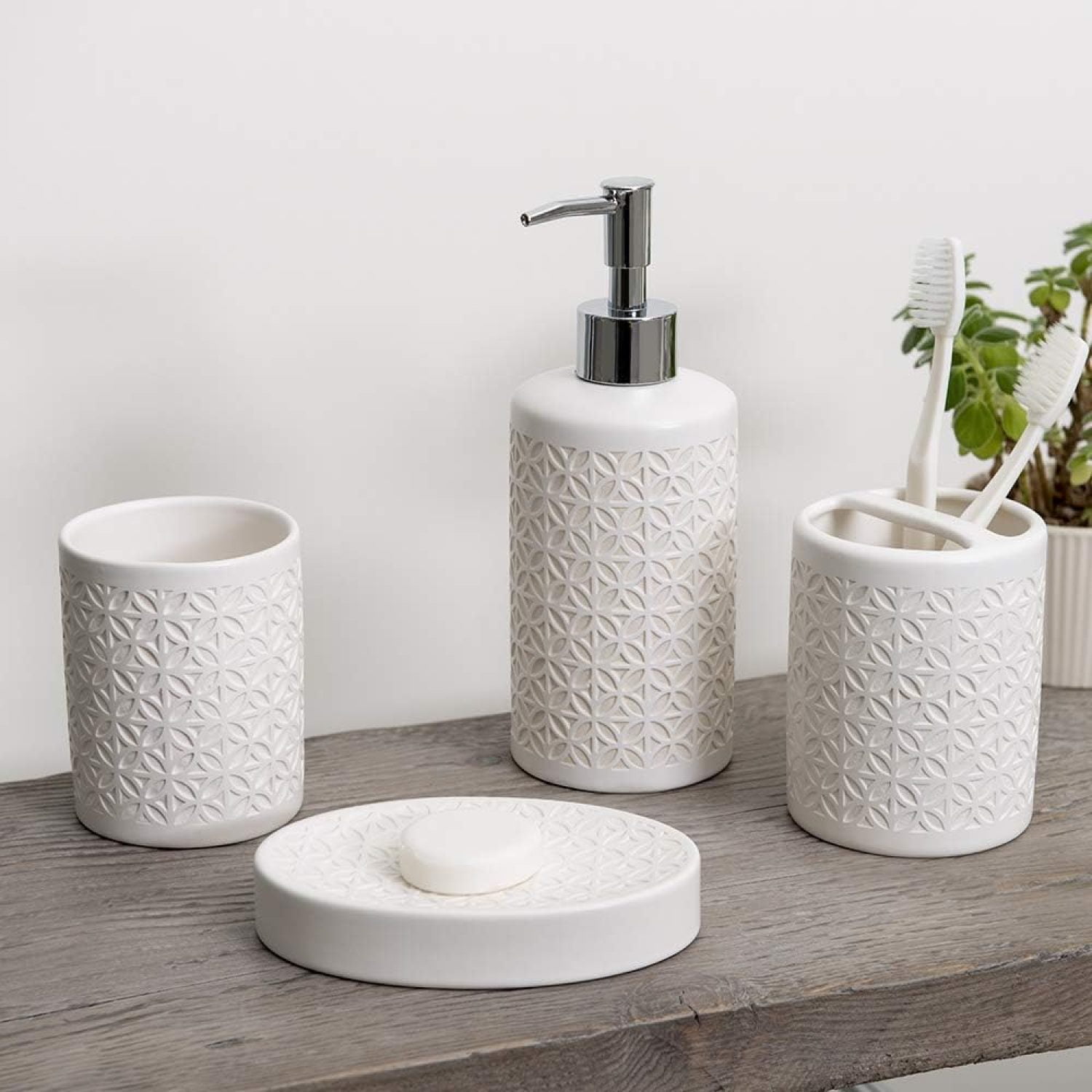 WBTAYB Felix Ceramic Bathroom Accessory Set White - Walmart.com