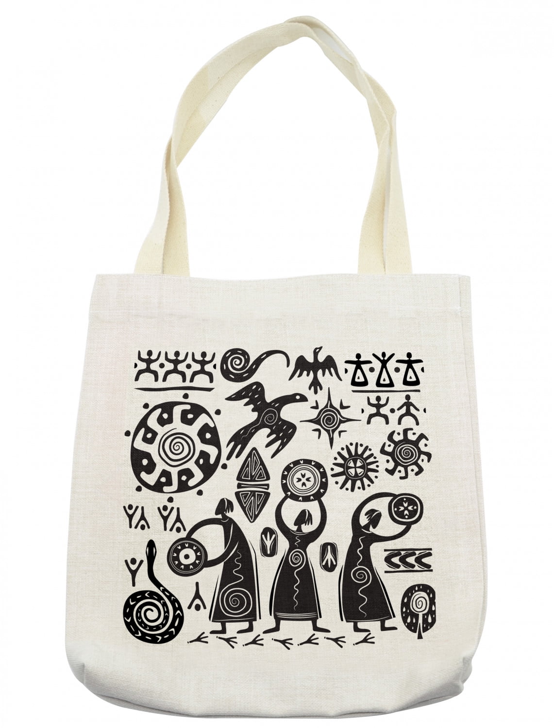 Primitive Tote Bag, Dancing Shaman Eagle Sun Snake Prehistoric Cave ...
