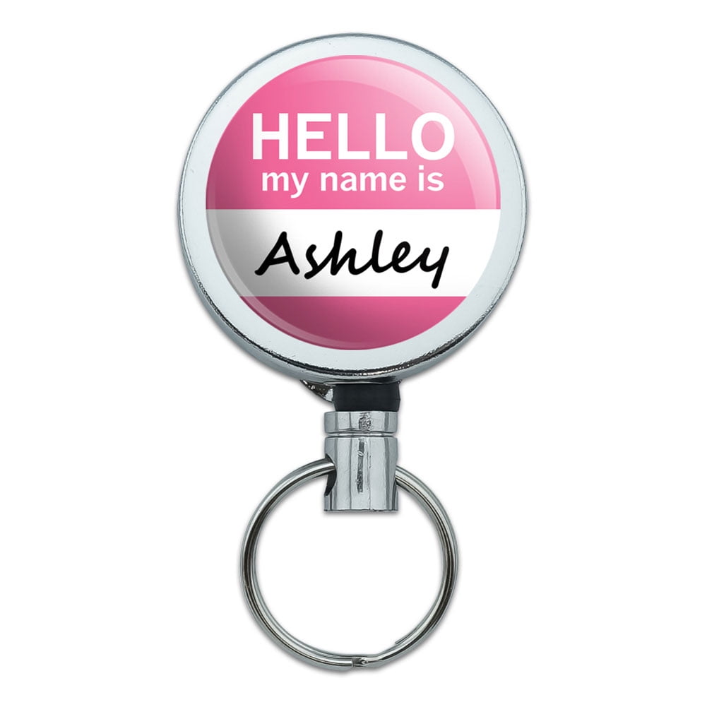 Ashley Hello My Name Is Retractable Belt Clip Badge Key Holder ...