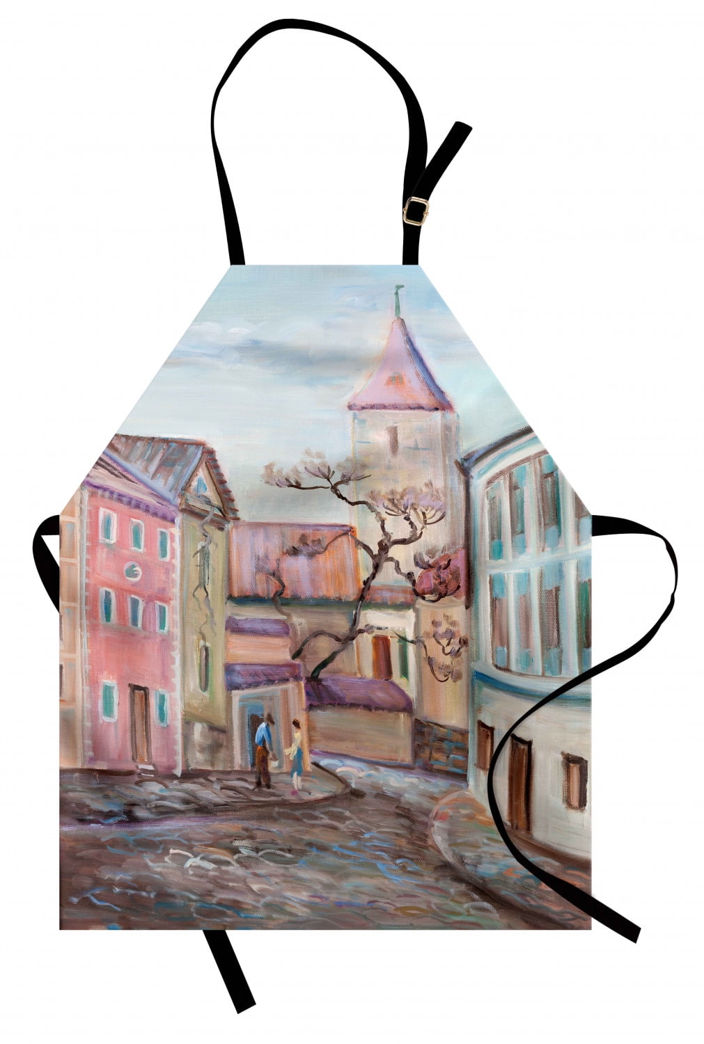Landscape Apron Watercolored Effect Street with Paved Stones Rocks and ...