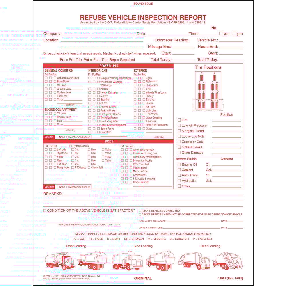 Driver's Vehicle Inspection Report Book, 25-Pack, 2-Ply Carbonless ...