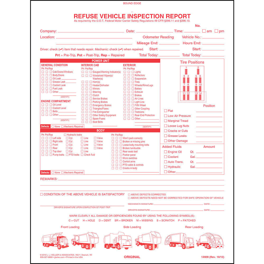 Detailed Driver Vehicle Inspection Report Book with Illustrations 5-pk ...