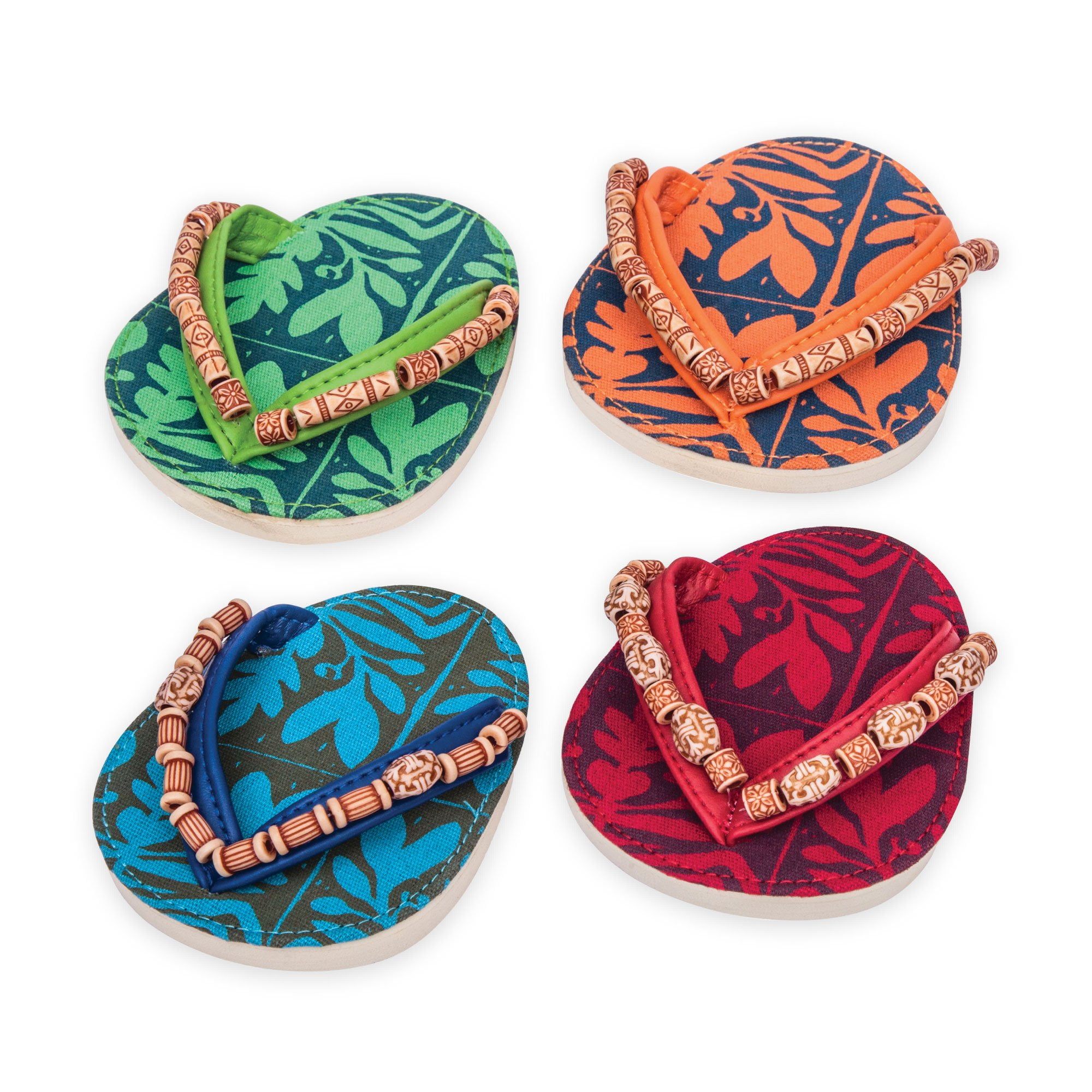 Drinkwear 4-Piece Totum Tiki Flip Flop Coasters for Wine, Beer and ...