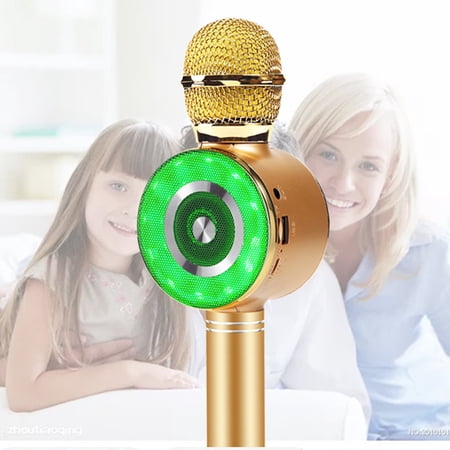 Wireless Microphone Bluetooth Speaker PC Mobile Phone LED Light Mic ...