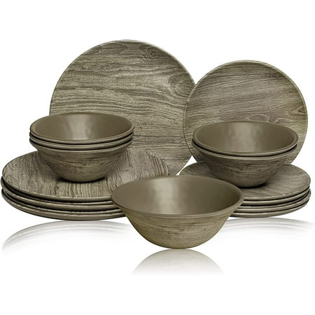 Melamine Dinnerware Set 18Piece Rustic Dishes Set Dinner Service for 6 ...