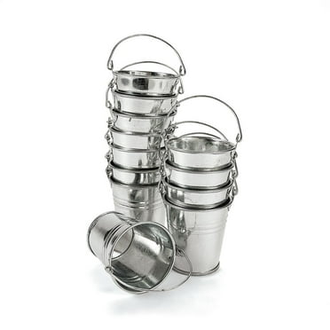 Metal Pail Bucket Party Favor, 7-Inch, Silver - Walmart.com
