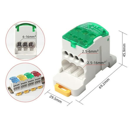suyin 80A~500A Power Junction Box Distribution Terminal Block Connector Din Rail Green - Walmart.ca