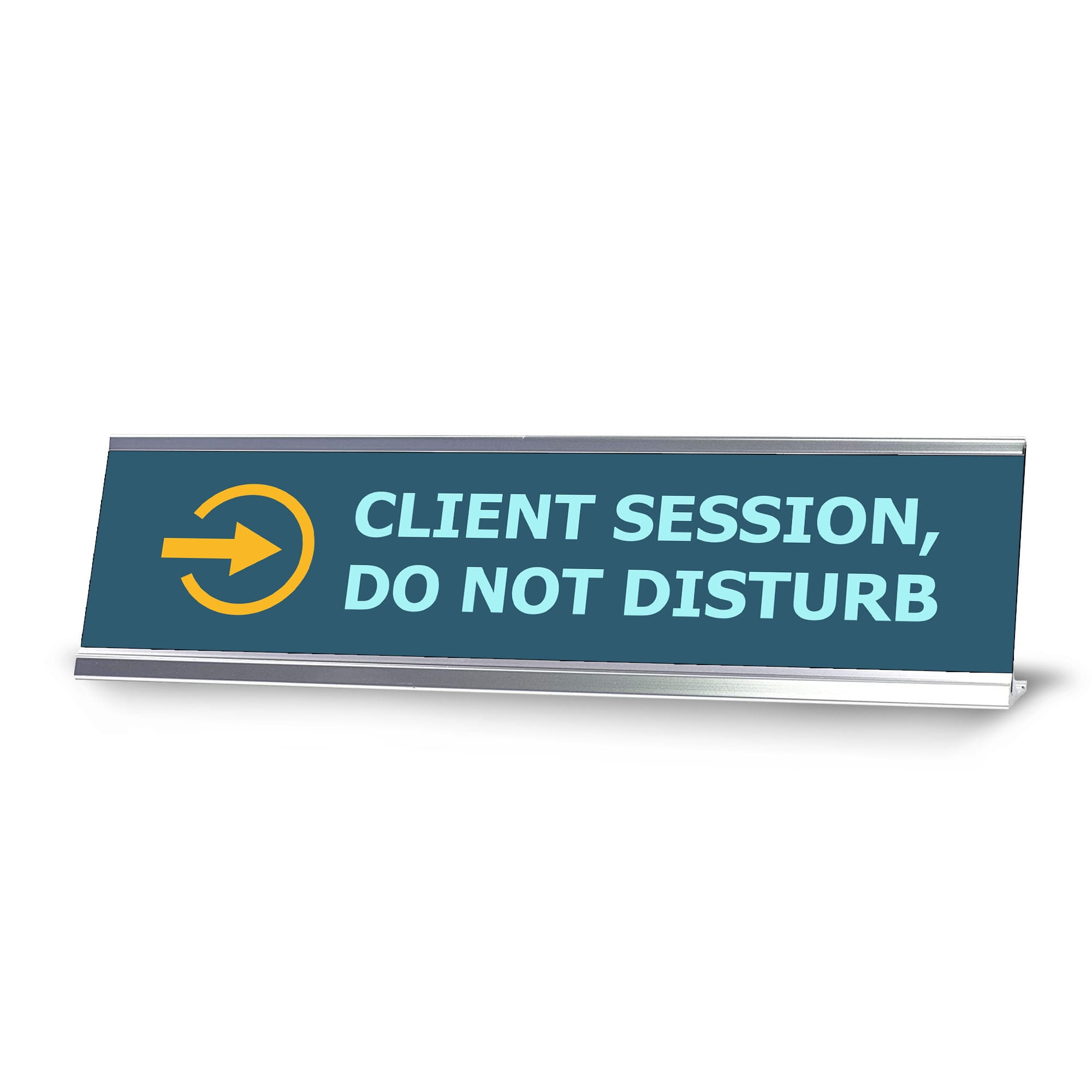 Client Session, Do not Disturb, Blue Silver Frame, Desk Sign (2x8 ...