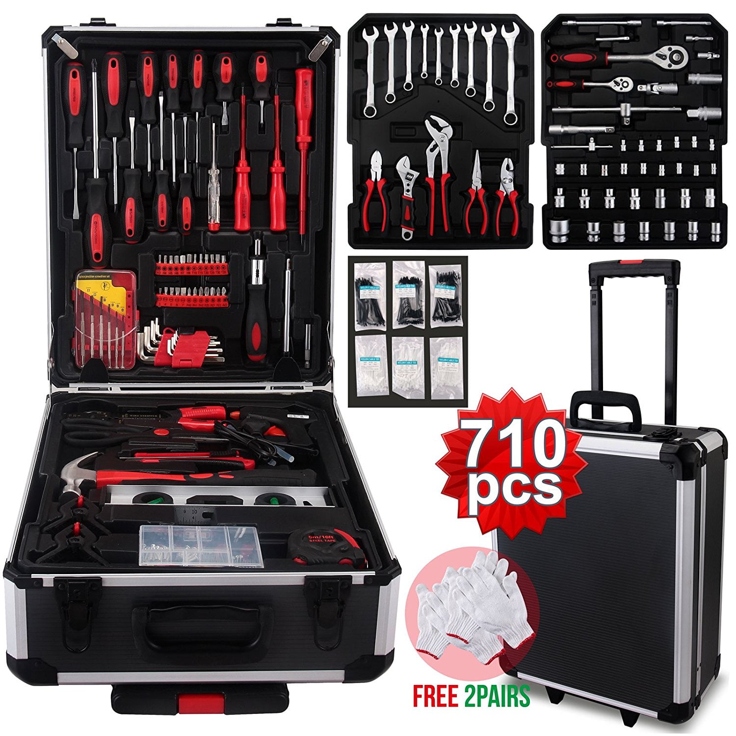 Uenjoy 710 pc Tool Set Standard Metric Mechanics Kit Case Box Organize ...