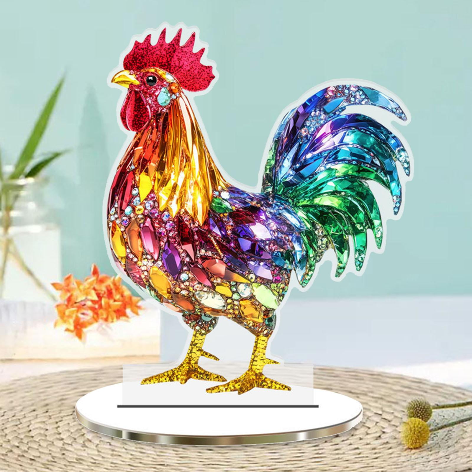 Letrero de mesa de gallo,Adorno de mesa de gallo plano y colorido en 2D ...