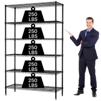 Slsy 5-Tier Adjustable Heavy Duty Steel Shelving Unit, 72"H x 36"W x 18 ...