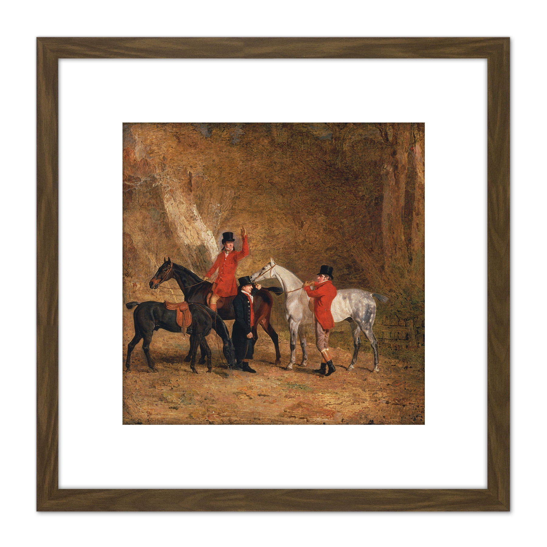 Benjamin Marshall Foxhunting Scene 8X8 Inch Square Wooden Framed Wall ...