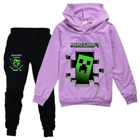 2023-minecraft Creeper Kids Boys Girls Hoodie Tops Pants Tracksuit Set ...