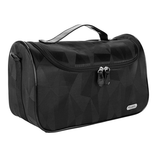 Modella Cosmetic Carryall in Black Pattern Exterior and Hot Pink Polka ...