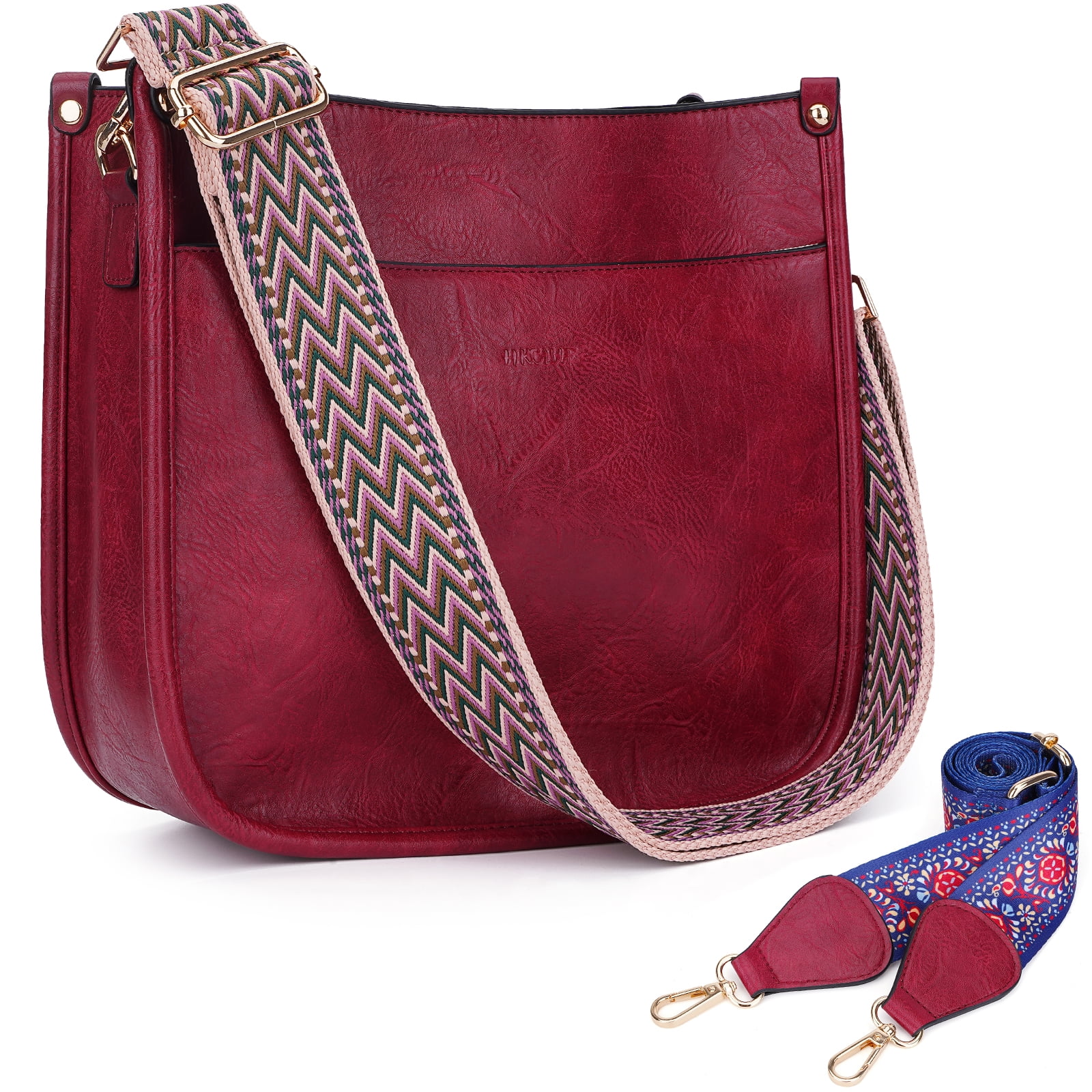 HKCLUF Crossbody Bags for Women Designer Leather Hobo Handbags With 2 ...