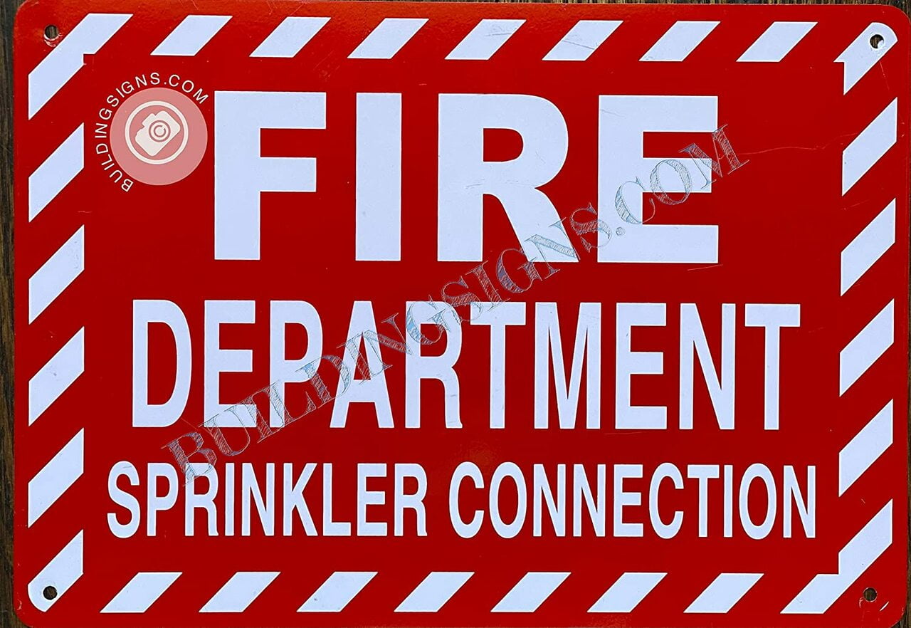 FIRE Department Sprinkler Connection Sign (RED, Aluminium 7X10,Rust ...