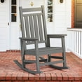 JUSTLET Outdoor Oversized Slat Rocking Chair, HDPE Plastic Porch Rocker ...