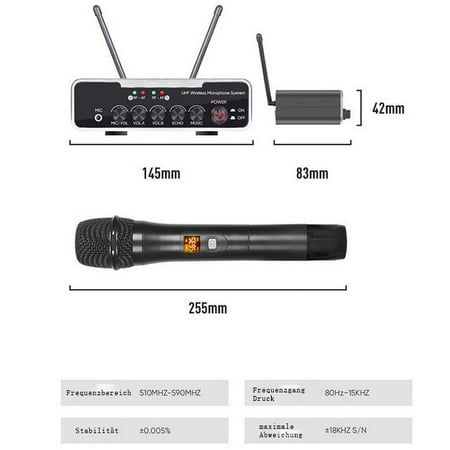 TONOR Wireless Wireless Microphone UHF Professional Dynamic Wireless Dual Mic Handheld Mic ...