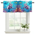 Cute Cat 2 Panels Kitchen Valance, Pink Diving Suit Shark Purple Coral ...