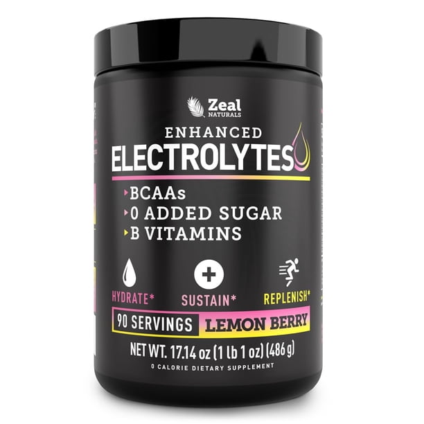 Zeal Naturals Electrolyte Powder Recovery Drink (90 Servings | Lemon ...