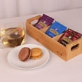 HTB Bamboo Tea Bag Holder, Small Storage Box, 3 Compartment Caddy ...