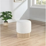 Meridian Furniture Veranda Boucle Fabric Ottoman/Stool in Cream/Natural ...