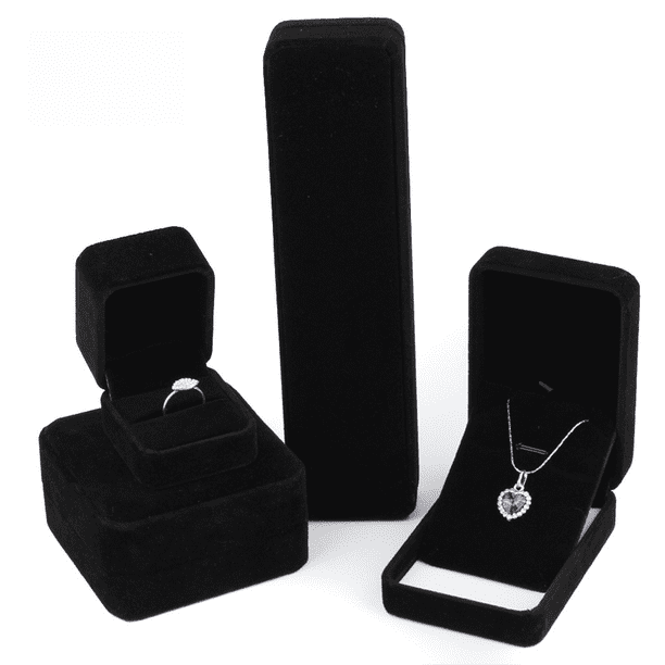 Caja para pulsera de gamuza negra, caja para collar, caja para colgante ...