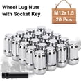 M12x1.5 1.38 inch Lug Nuts 20 Pcs+1Key Chrome, Closed End Spline Acorn ...