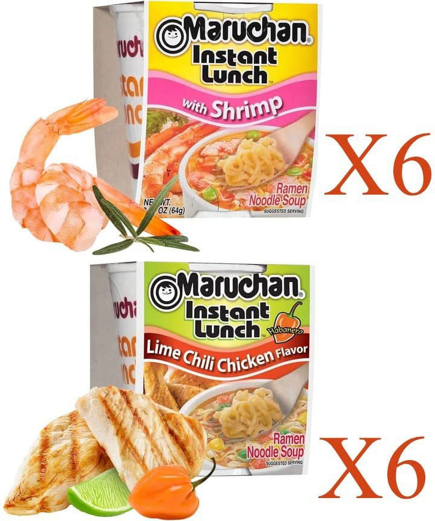 Maruchan Ramen Cup Noodles - 12 Count, Shrimp & Lime Chili Chicken ...