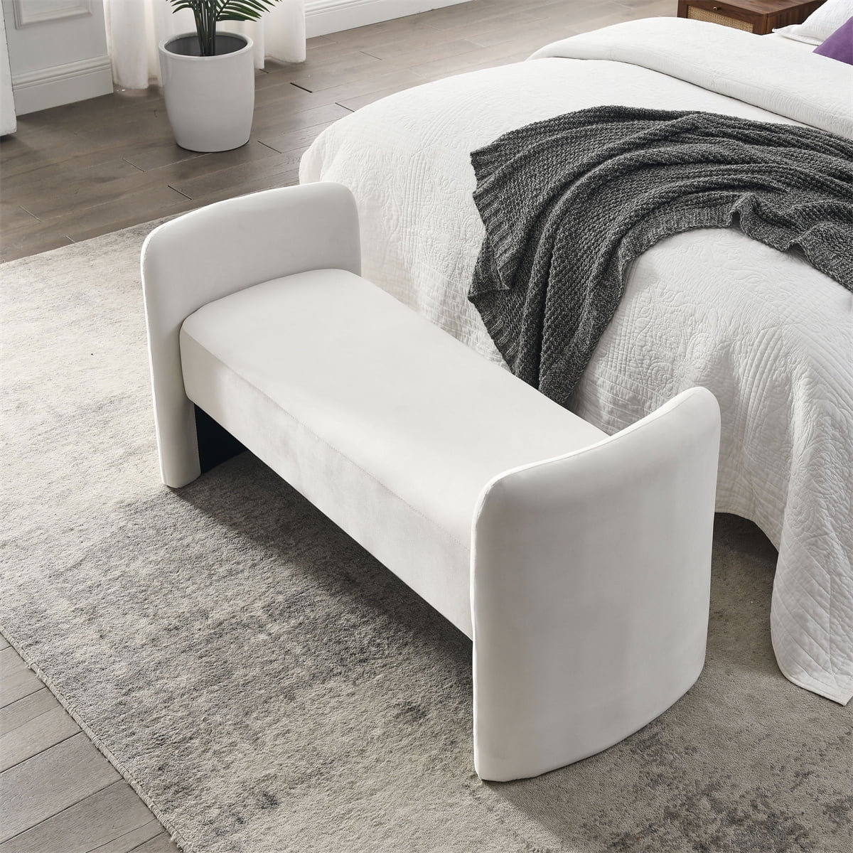 Modern Velvet Bench for Bedroom End of Bed, Contemporary Design ...