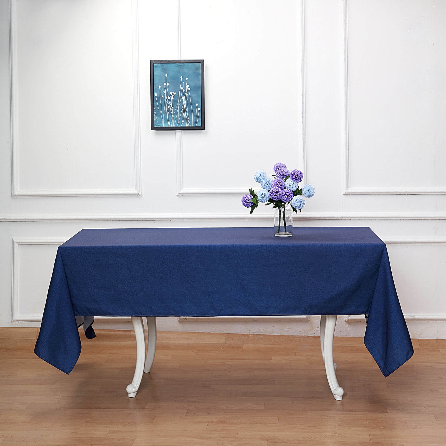 Efavormart 60"x102" Dark Blue Faux Denim Polyester Rectangular ...