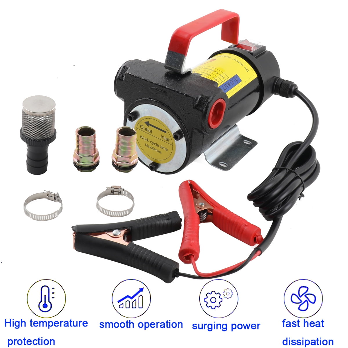 SUDEG 12V Diesel Transfer Pump 40L/Min Electric Fuel Extractor Diesel ...