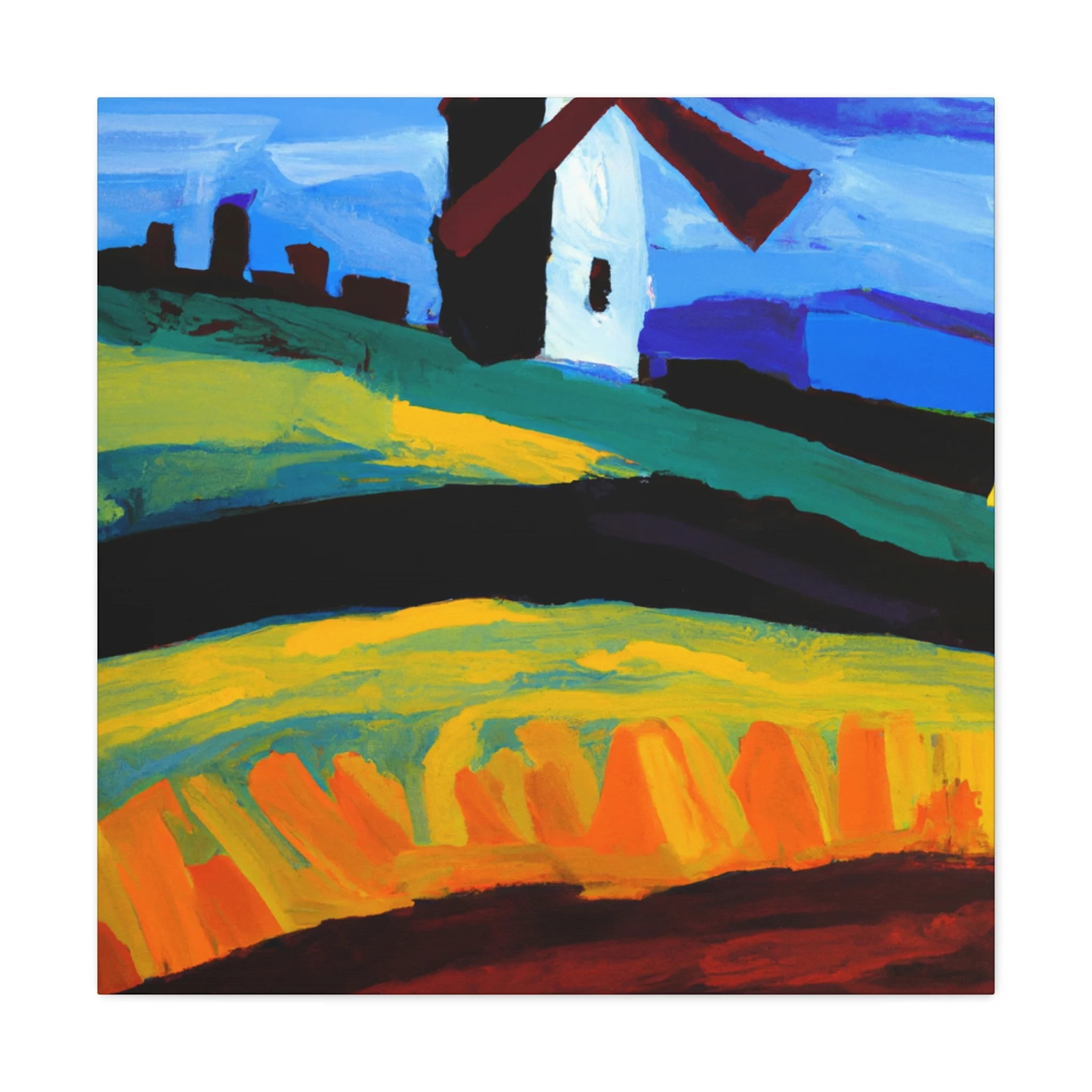 Windmill in Monochrome - Canvas - Walmart.com