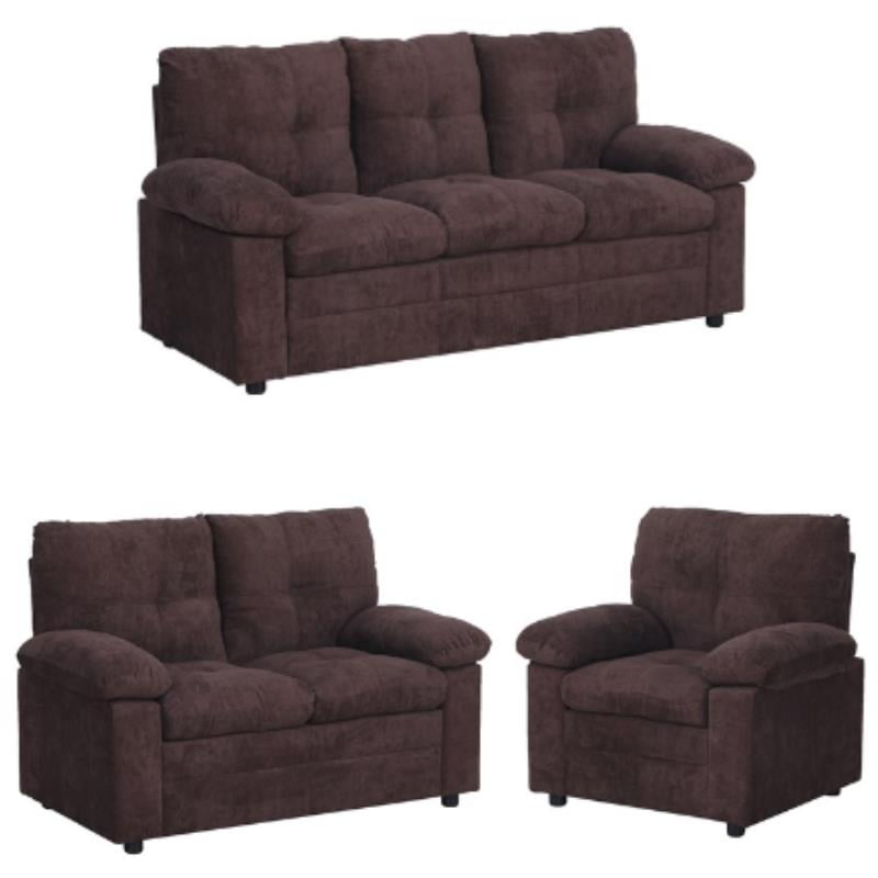 Home Square 3-Piece Set with Sofa and Loveseat and Chair in Brown ...