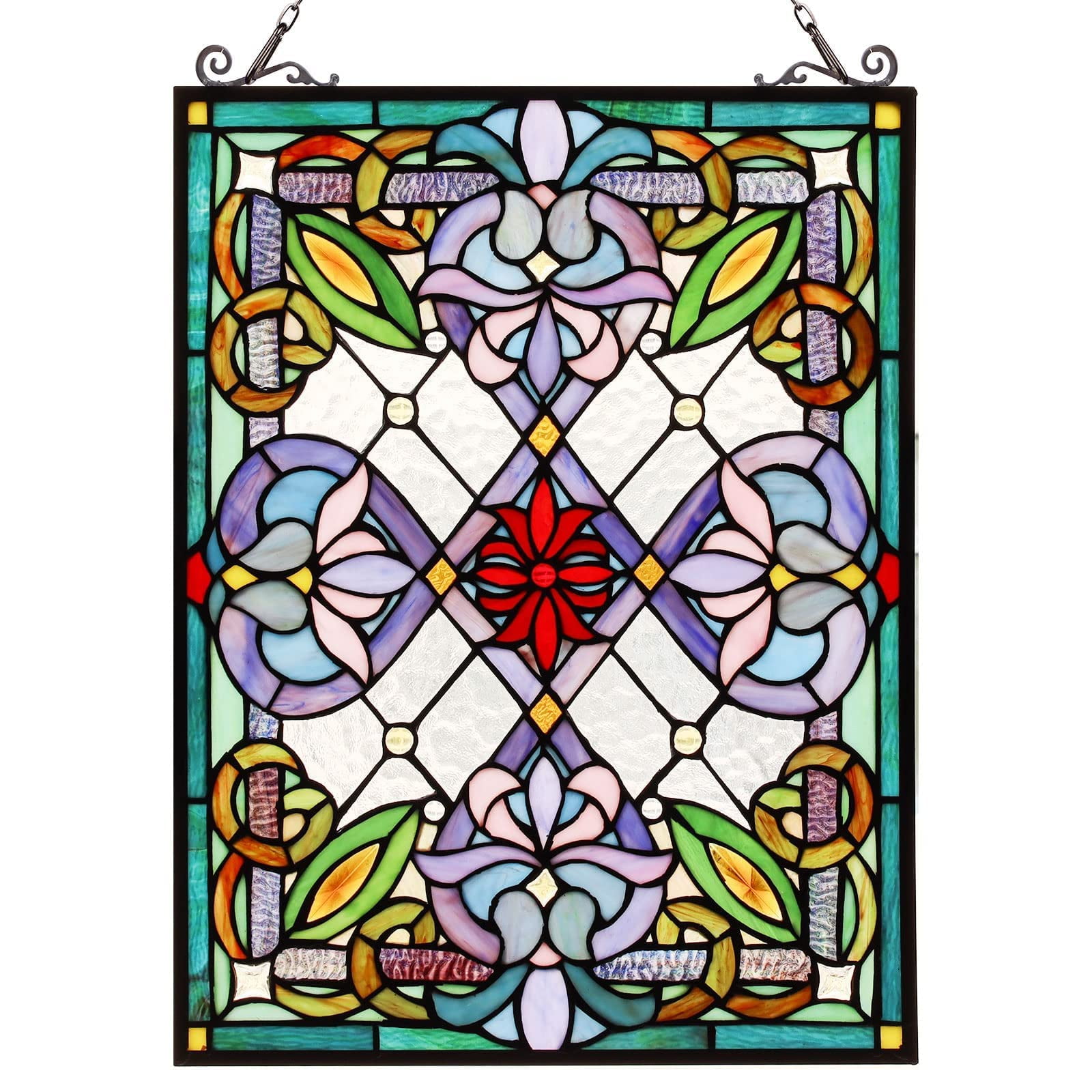 Vinplus Victorian Tiffany Style Stained Glass Window Hanging Panels ...
