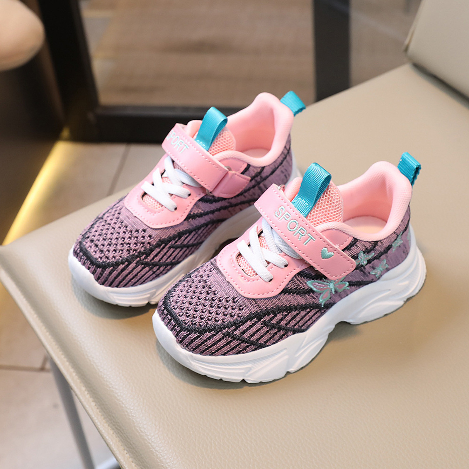 Girls Sports Shoes Fashionable New Pattern Cute Butterfly Print Mesh Girls Sports Shoes Fashionable New Pattern Cute Butterfly Print Mesh