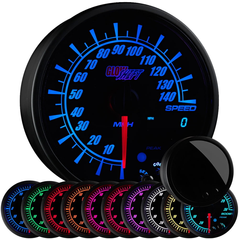GlowShift Black Elite 10 Color 3 3/4" In Dash Speedometer Gauge ...