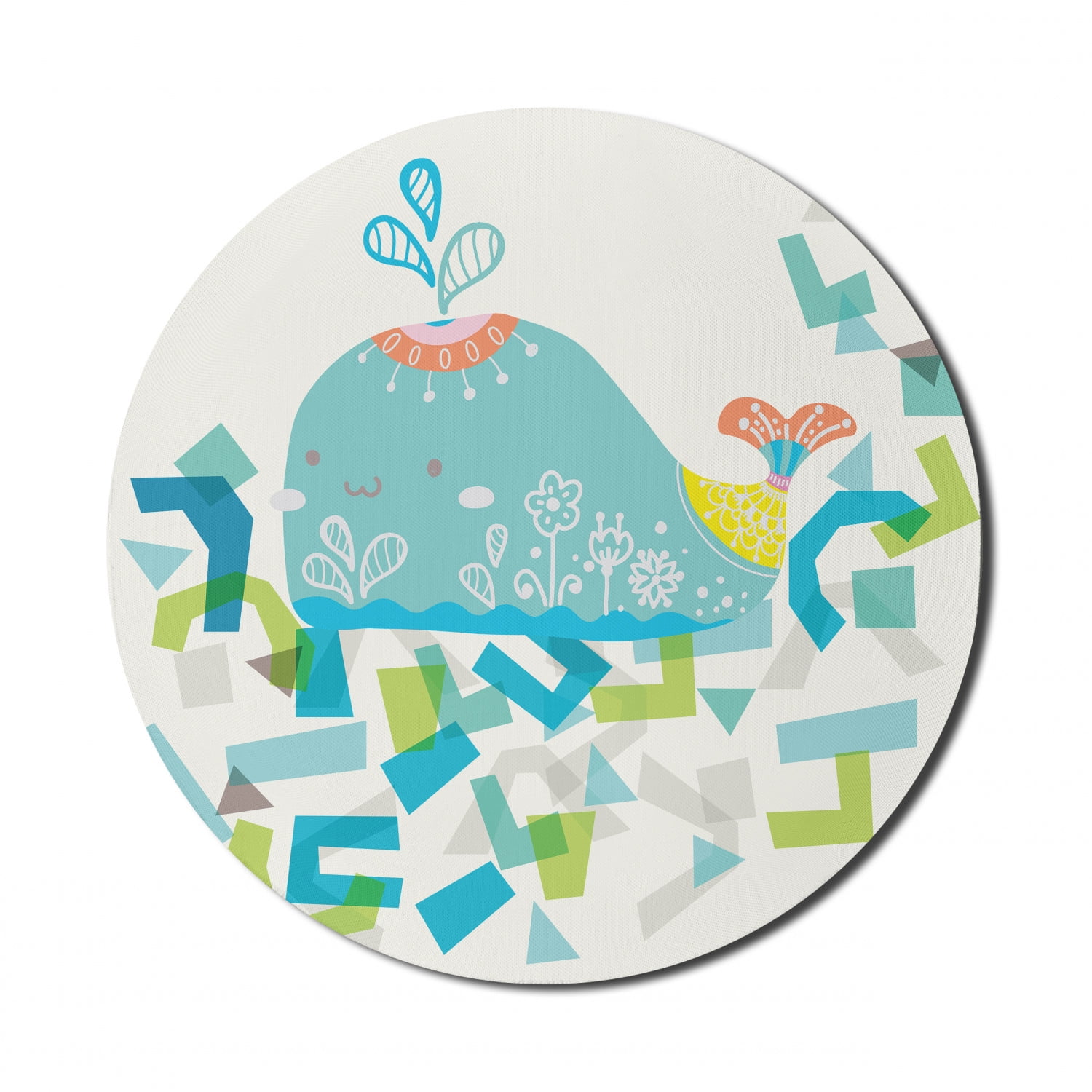 Whale Mouse Pad for Computers, Whale Illustration with Geometrical and ...