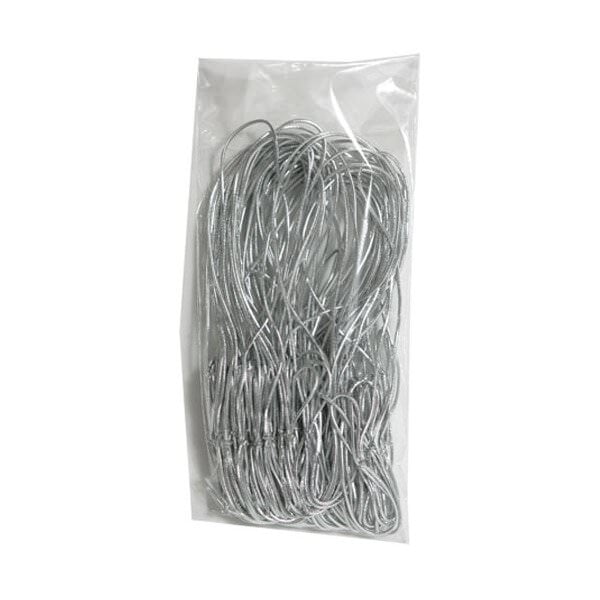 JAM Elastic String Ties, Silver Metallic, 50/Pack, Medium, 16" Loop ...
