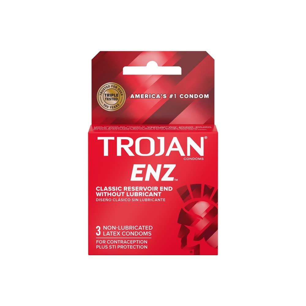 Trojan ENZ Premium Non-Lubricated Condoms for Contraception and STI ...