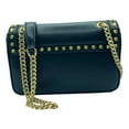 Prada Pattina Black Calf Leather Studded Flap Chain Crossbody Bag ...
