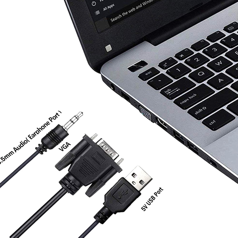 Kuymtek VGA a HDMI-Compatible+3.5 Conector de audio+Adaptador USB PC ...