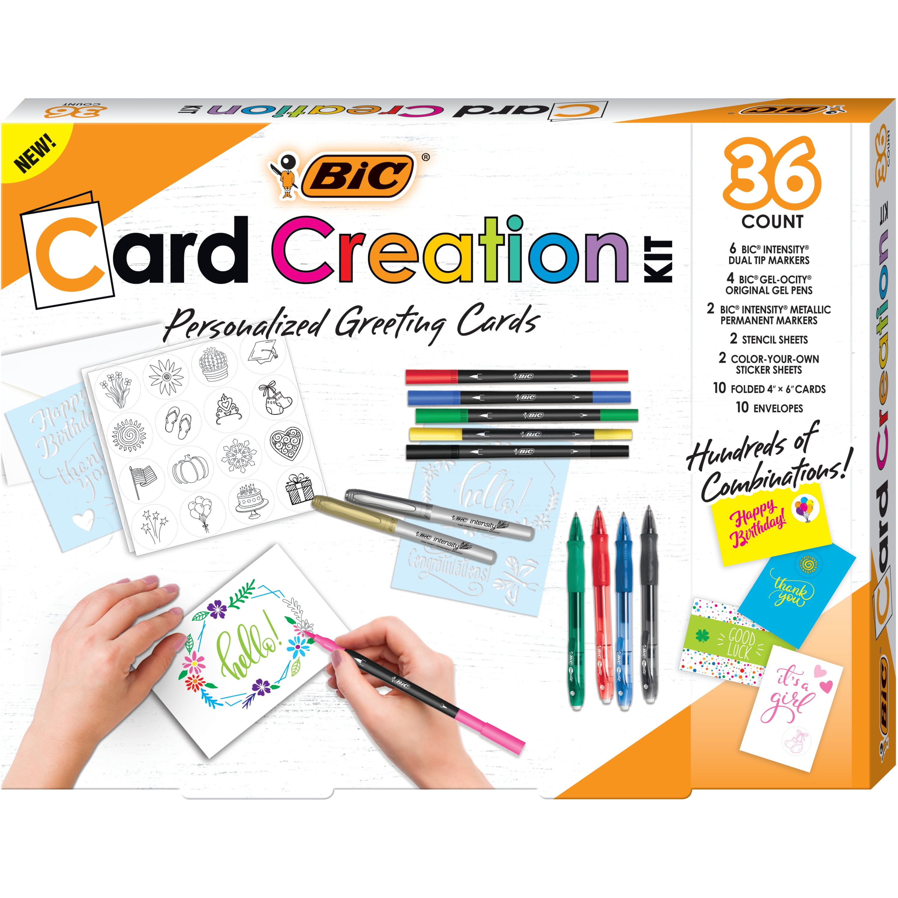 BIC Personalized Card Creation Kit, Markers, Gel Pens, Stencils ...