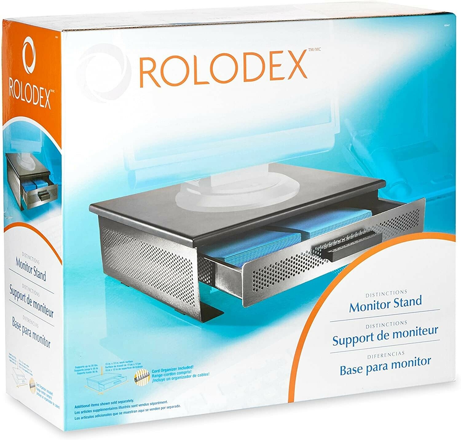 Rolodex Punched Metal and Wood Monitor Desk Stand, Black and Gunmetal ...