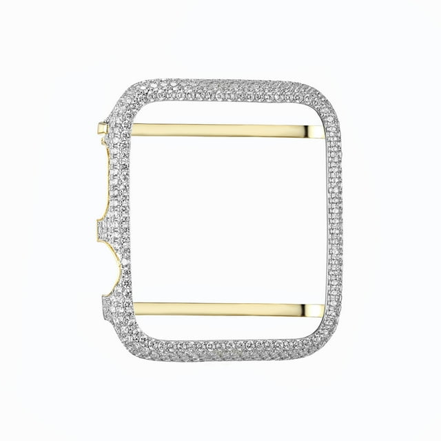 14k Gold Finish Apple Watch Bezel Cubic Zirconia 38mm Custom Easy Fit ...