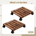 2 PCS Plant Caddy with Wheels, 12 inch Square Wooden Plant Stand with 4 ...