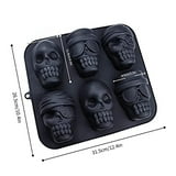 Skull Cake Pan Silicone Skull Cakelet Mold, 6 Cavities Skull Pirate ...