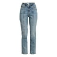Time and Tru Women's High Rise Straight Leg Jeans with Front Seam, 30 ...