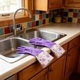 1 Pair Purple Cleaning Gloves with 16.14" Extra Long Floral Cuff ...
